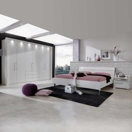 Pharao24.de Schlafzimmer Einrichtung in Wei&szlig; Beleuchtung (vierteilig)