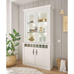 Pharao24.de Buffetschrank K&uuml;chenbuffetschrank in Holzoptik Pinie wei&szlig; 207 cm hoch