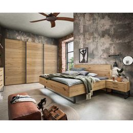Pharao24.de Factory Schlafzimmer M&ouml;bel in Wildeiche Bianco Dunkelgrau (vierteilig)