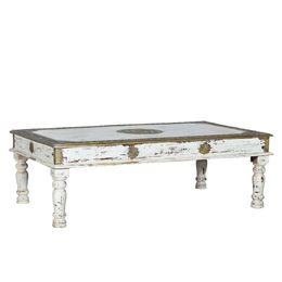 Pharao24.de Salontisch Sofatisch in Antikwei&szlig; und Bronze