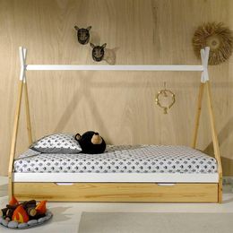 Pharao24.de Kinder Einzelbett Zelt aus Kiefer Massivholz MDF