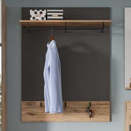 Pharao24.de Wandgarderobe in Wildeichefarben und Grau 117 cm hoch - 90 cm breit