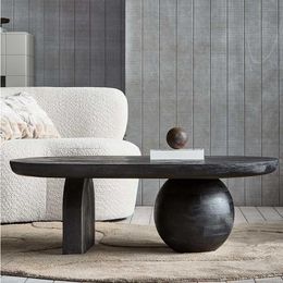 Pharao24.de Designtisch Wohnzimmer schwarz aus Mangobaum Massivholz 110 cm breit