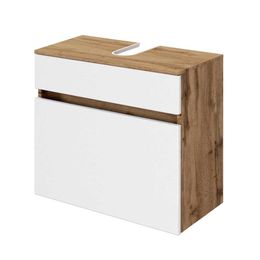 Pharao24.de Waschtischschrank in Wei&szlig; und Wildeiche Optik 60 cm breit