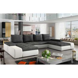 Pharao24.de Sofa Couch in Wei&szlig; und Dunkelgrau