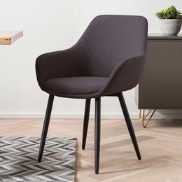 Pharao24.de Esstisch St&uuml;hle Boucle modern in Anthrazit 64 cm breit (2er Set)