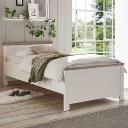 Pharao24.de Landhausbett in Wei&szlig; Pinienfarben