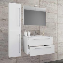 Pharao24.de Badm&ouml;bel Front weiss f&uuml;r die Wandmontage 46 cm tief (dreiteilig)