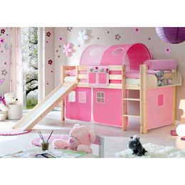 Pharao24.de Kinder Rutschbett in Pink Rosa Kiefer Massivholz