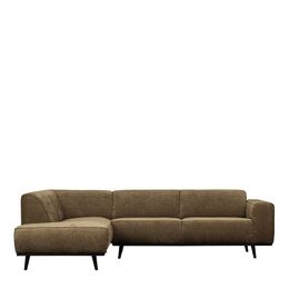 Pharao24.de XL Ecksofa in Hellbraun & Schwarz Rippen Strukturstoff