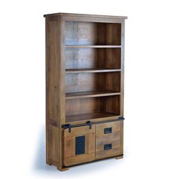 Pharao24.de B&uuml;cherregal Holzregal aus Mangobaum Massivholz im Landhausstil