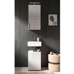 Pharao24.de Badm&ouml;bel klein in Wei&szlig; Hochglanz Front modernes Design (zweiteilig)