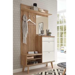 Pharao24.de Flurgarderobe in Eichefarben und Wei&szlig; 200 cm hoch