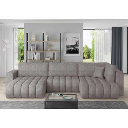 Pharao24.de Sofa Wohnlandschaft in Taupe aus Microfaser