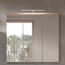 Pharao24.de Spiegelschrank Holzoptik in Wildeichefarben 80 cm breit