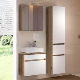 Pharao24.de Badezimmer Kombination in Wei&szlig; Wildeichefarben (dreiteilig)