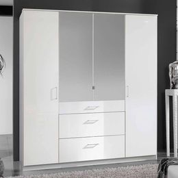 Pharao24.de Wei&szlig;er Schlafzimmerkleiderschrank mit Spiegelt&uuml;ren drei Schubladen