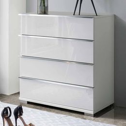 Pharao24.de Schubladenkommode Kommode in Wei&szlig; Front glasbeschichtet