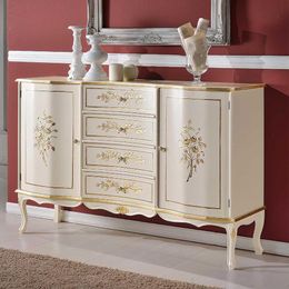 Pharao24.de Sideboard in Wei&szlig; und Goldfarben 90 cm hoch