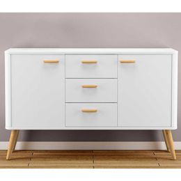 Pharao24.de Sideboard Kommode mit Holzgriffen und drei Schubladen