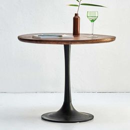 Pharao24.de Beistelltisch mit Trompetenfu&szlig; Massivholzplatte