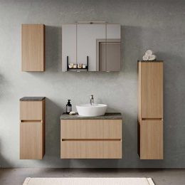 Pharao24.de Badezimmerm&ouml;bel Badm&ouml;belkomplettset in Eiche hell und modernem Design (f&uuml;nfteilig)