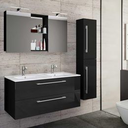 Pharao24.de Waschplatz 2 Personen schwarz dreiteilig modernem Design (dreiteilig)
