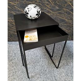 Pharao24.de Schwarze Metalltische mit B&uuml;gelgestell modernem Design (zweiteilig)