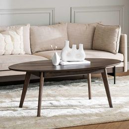 Pharao24.de Ovaler Wohnzimmer Tisch in Eiche dunkel 130 cm breit - 48 cm hoch