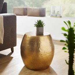 Pharao24.de Aluminium Sofatisch in Goldfarben handgearbeitet