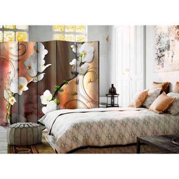Pharao24.de Raumtrenner Paravent mit Orchideen Motiv 225 cm breit