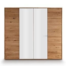 Pharao24.de Kleiderschrank Wildeiche ge&ouml;lt Glas Wei&szlig; 245 cm breit