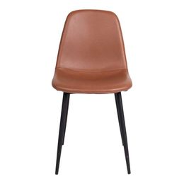 Pharao24.de Polsterst&uuml;hle in Braun Kunstleder Metallgestell in Schwarz (2er Set)