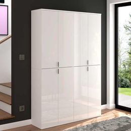 Pharao24.de Kleiderschrank 8-t&uuml;rig Hochglanz in Wei&szlig; 193 cm hoch (zweiteilig)