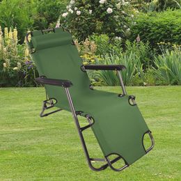 Pharao24.de Relax Gartenliege in Gr&uuml;n und Schwarz mit Armlehnen
