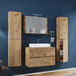 Pharao24.de Badm&ouml;belkomplettset Wand h&auml;ngend in modernem Design 150 cm hoch (vierteilig)