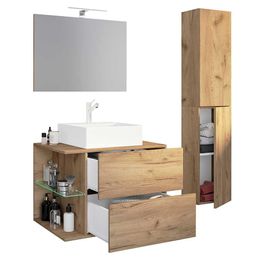 Pharao24.de Badezimmerm&ouml;belset mit Spiegel und Waschbecken die Wandmontage (dreiteilig)