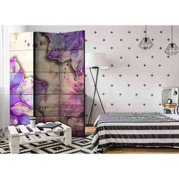Pharao24.de Leinwand Paravent mit lila Bl&uuml;ten modern