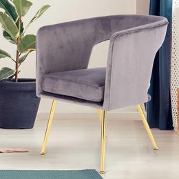 Pharao24.de Esszimmersessel in Grau Samt Retrostil