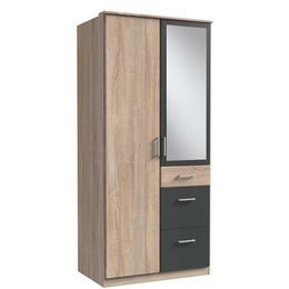 Pharao24.de Jugend Kleiderschrank zweifarbig in Eiche S&auml;gerau Dunkelgrau