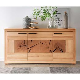Pharao24.de Esszimmersideboard massiv aus Kernbuche Hirnholz Einlagen 172x86x40 cm Pharao24