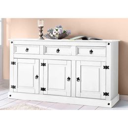 Pharao24.de Echtholz Sideboard in Wei&szlig; lackiert Landhausstil