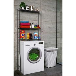 Pharao24.de Waschmaschinen Regal Metall in Schwarz 68 cm breit - 160 cm hoch