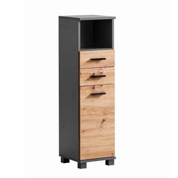 Pharao24.de Badschrank Badseitenschrank in Anthrazit und Wildeichefarben