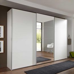 Pharao24.de Schwebet&uuml;renschrank in Wei&szlig; mit Spiegelt&uuml;r 270 cm breit