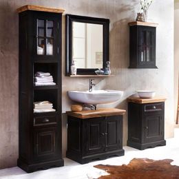 Pharao24.de Badm&ouml;belkomplettset im Kolonial Design Schwarz und Honigfarben (f&uuml;nfteilig)