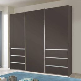 Pharao24.de Gleitt&uuml;renschrank braun modern mit sechs Schubladen Made in Germany