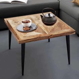 Pharao24.de Couchtisch Sofatisch aus Mangobaum Massivholz und Metall