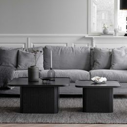 Pharao24.de Wohnzimmer Tisch Set in Schwarz quadratischer Tischplatte (zweiteilig)