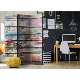 Pharao24.de Leinwand Paravent in Bunt Bretterwand Motiv